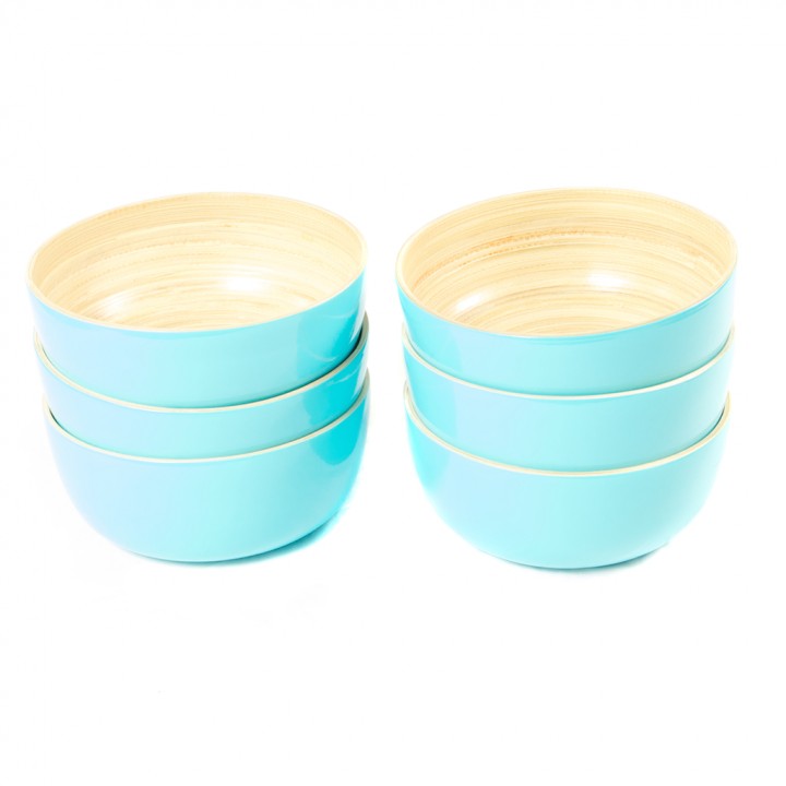 Aqua Bamboo Serving Bowls, Small Bowls, Fruit Bowls